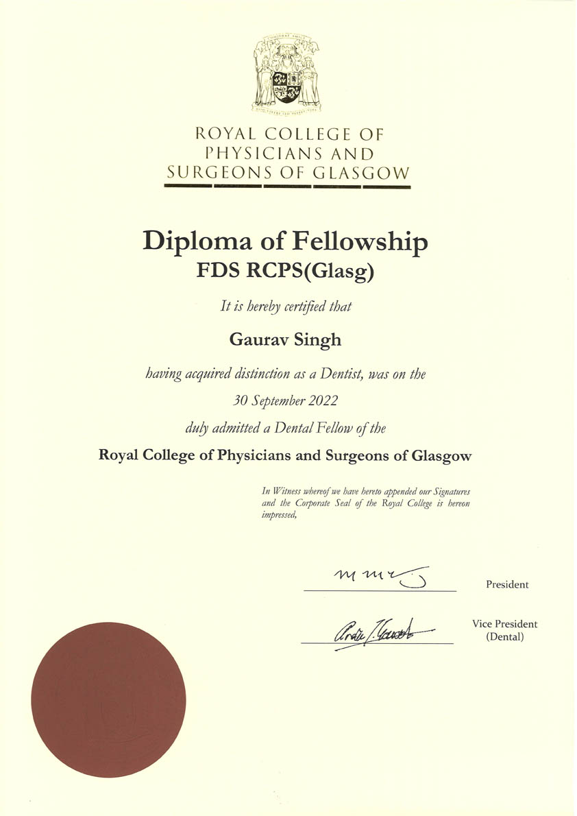 FELLOWSHIP OF ROYAL COLLEGE OF SURGEONS AND PHYSICIANS GLASGOW ...